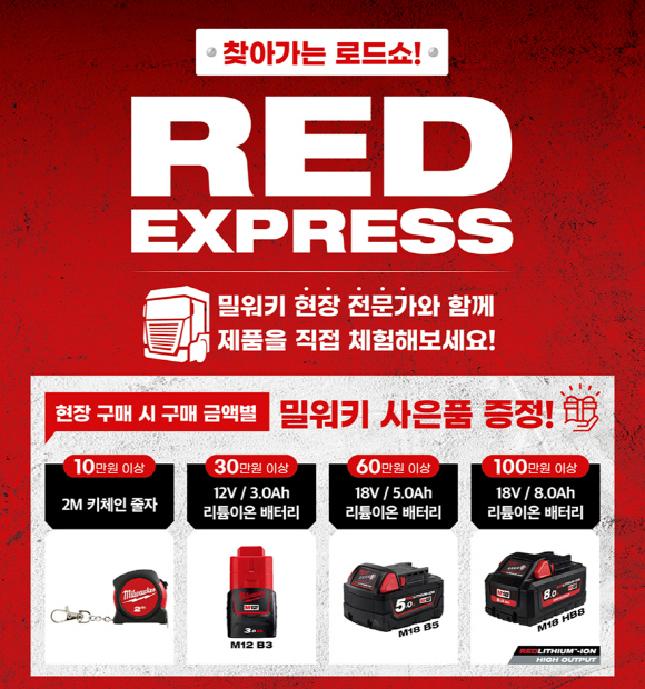 밀워키, 전문가가 직접 찾아가 설명하는 ‘RED EXPRESS 로드쇼’ 진행